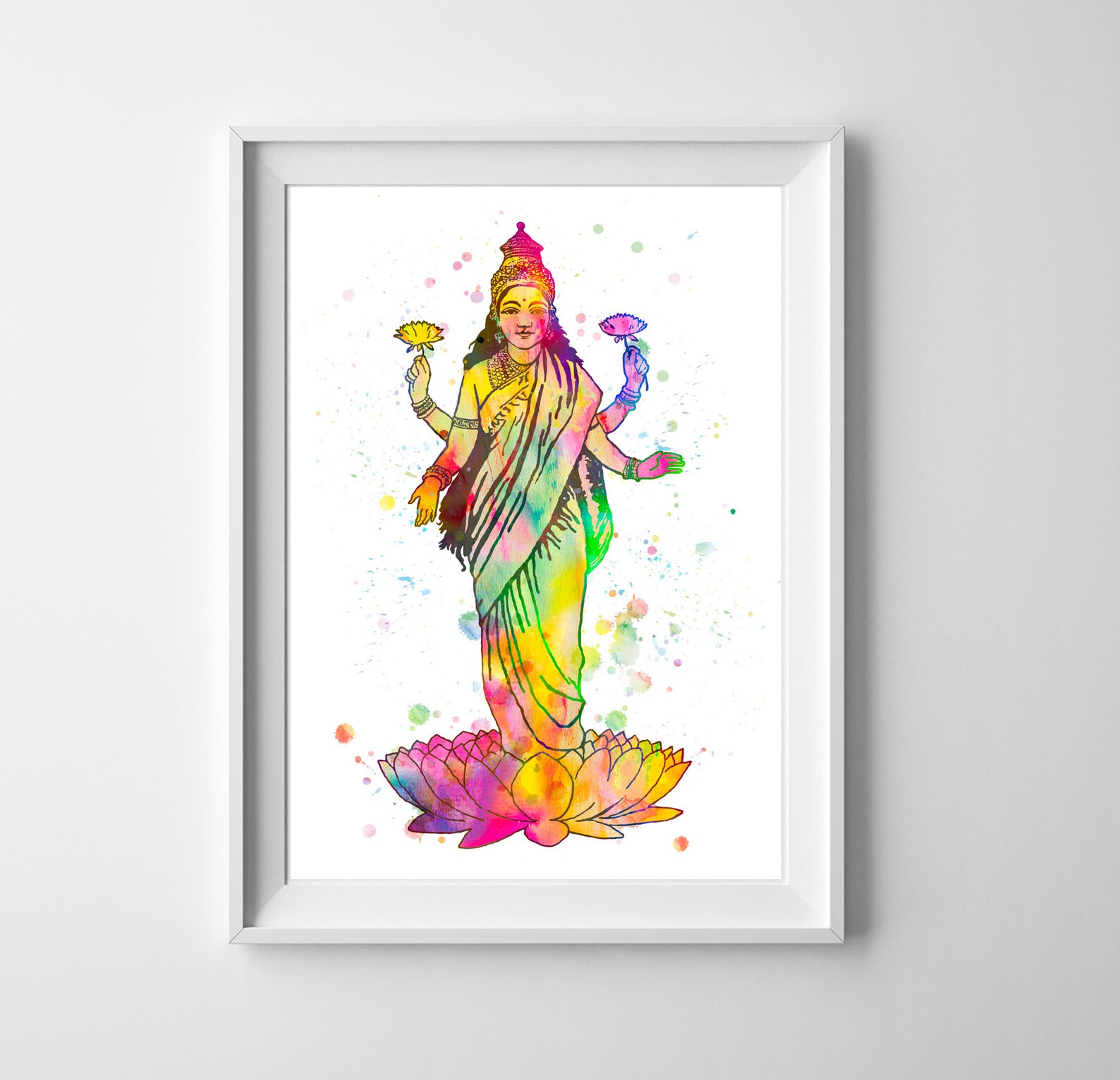 Lakshmi Print Lakshmi Goddess Painting Lakshmi Poster Hindu | Etsy