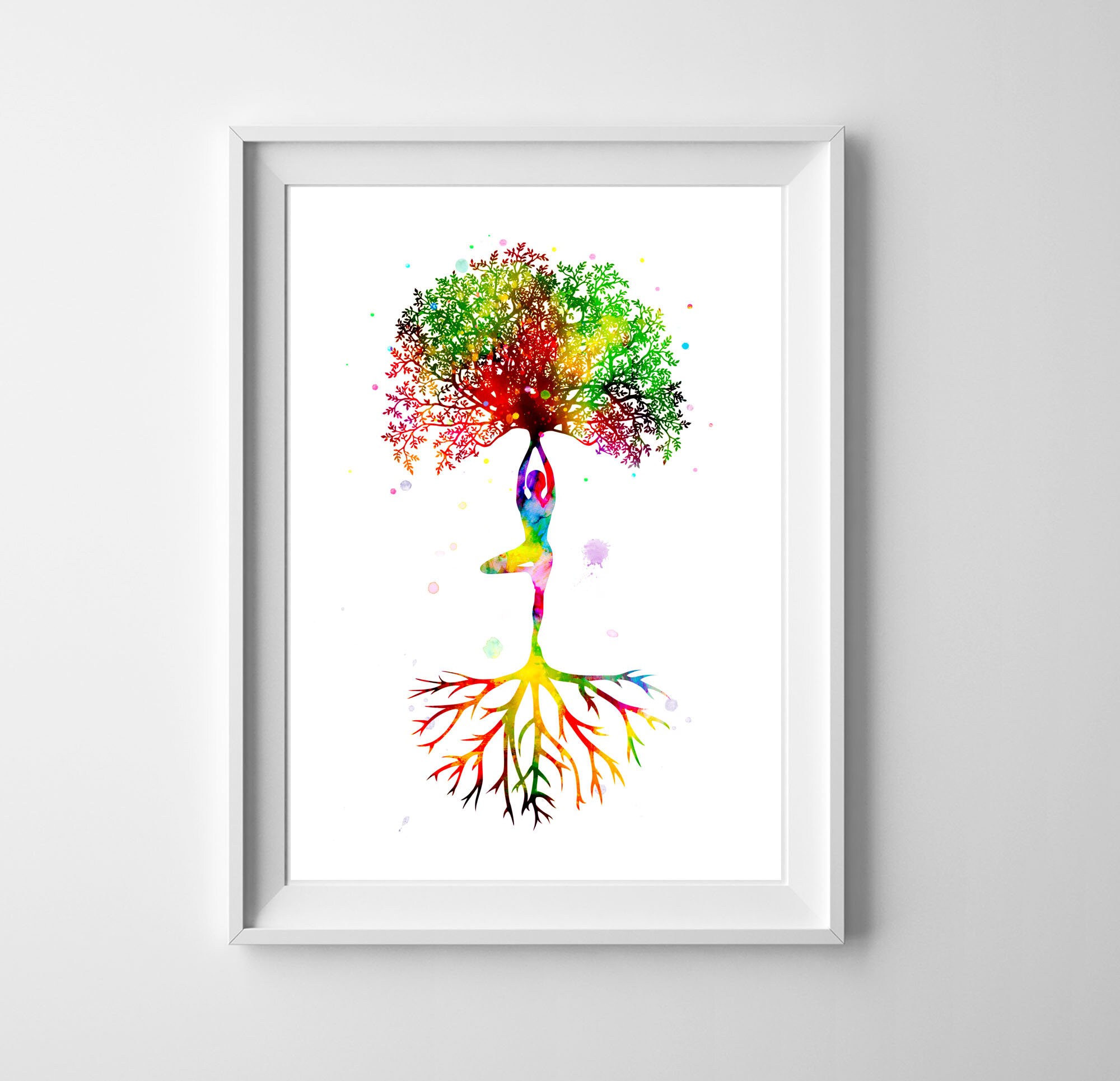 Yoga Tree of Life Watercolor Art Print Yoga Poses Poster - Etsy