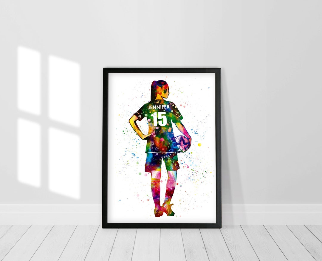Personalized Girl Soccer Gifts, Football Girl Watercolor Print ...