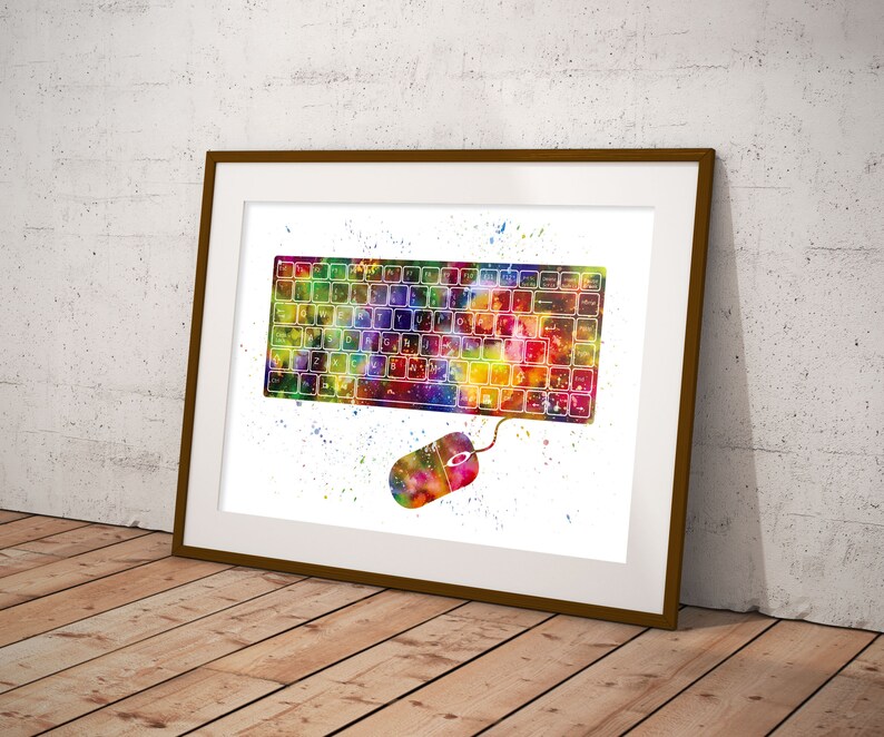 Computer Keyboard Art Print PC Gamer Gift Computer Mouse | Etsy