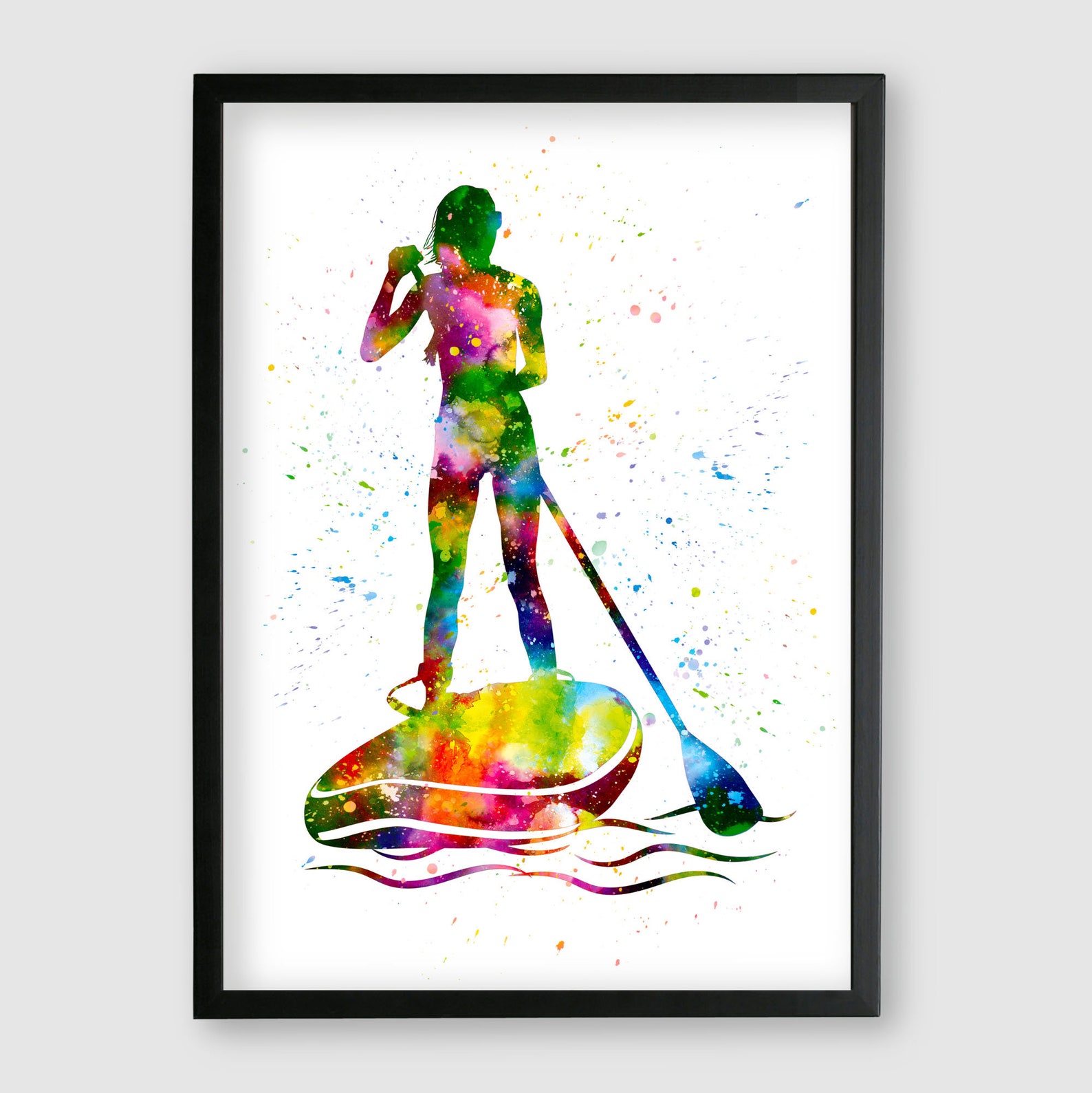 Paddle Board Girl, Stand up Paddle Board, SUP Girl, Surfing Art Print ...