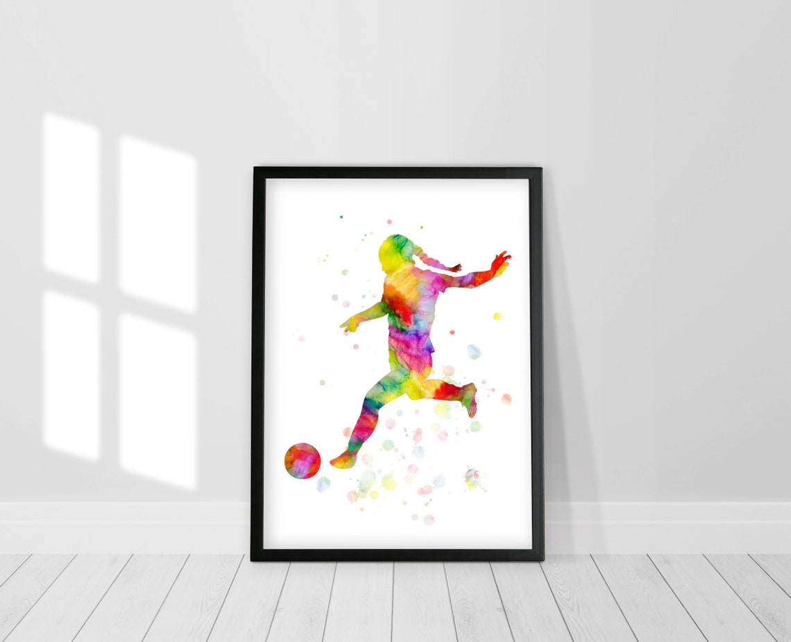 Soccer Girl Print Girl Football Player Female Soccer - Etsy