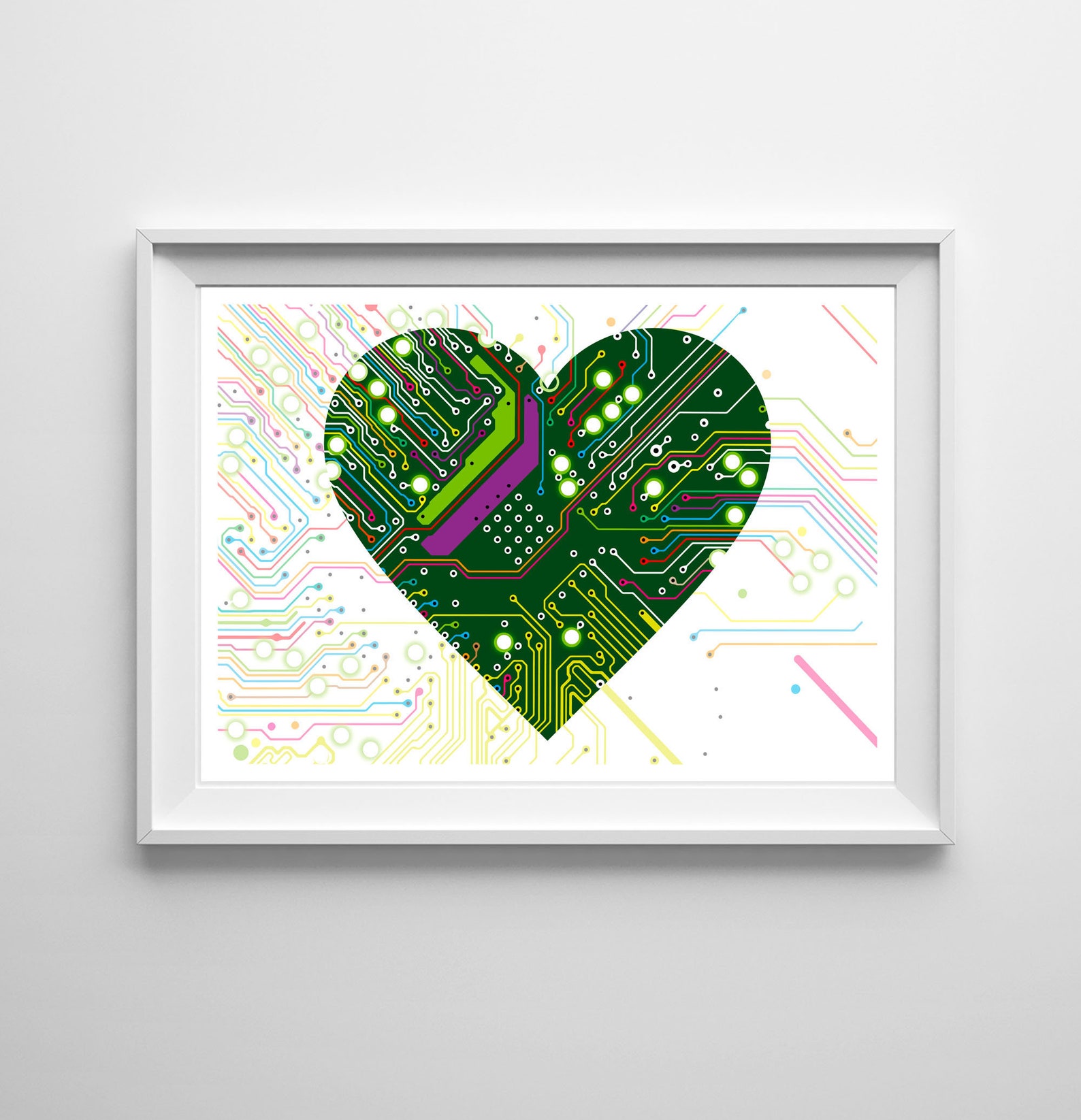 Circuit Board Heart Print Motherboard Art Computer Decor - Etsy