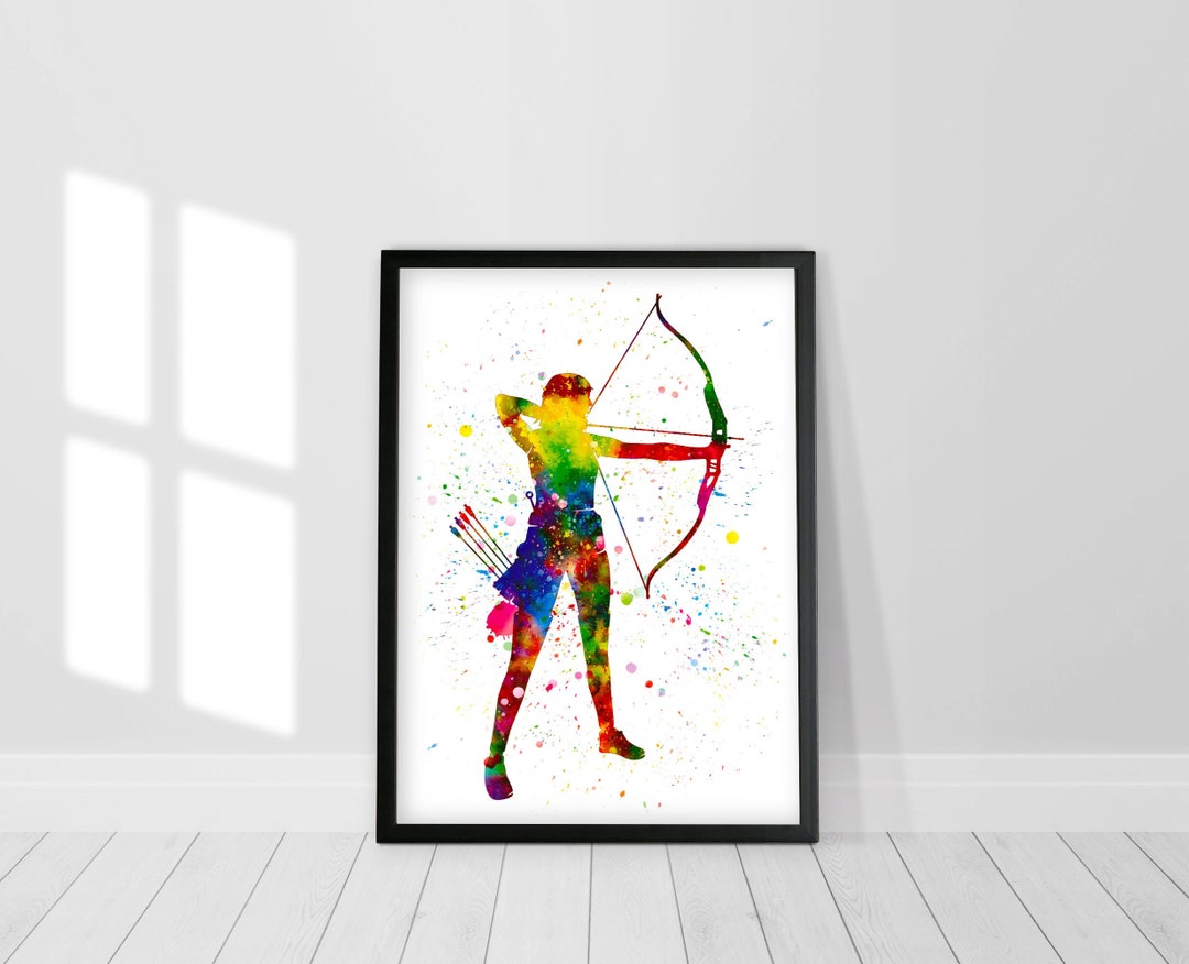 Female Archer Art Watercolor Print Archery Arrow Girl - Etsy