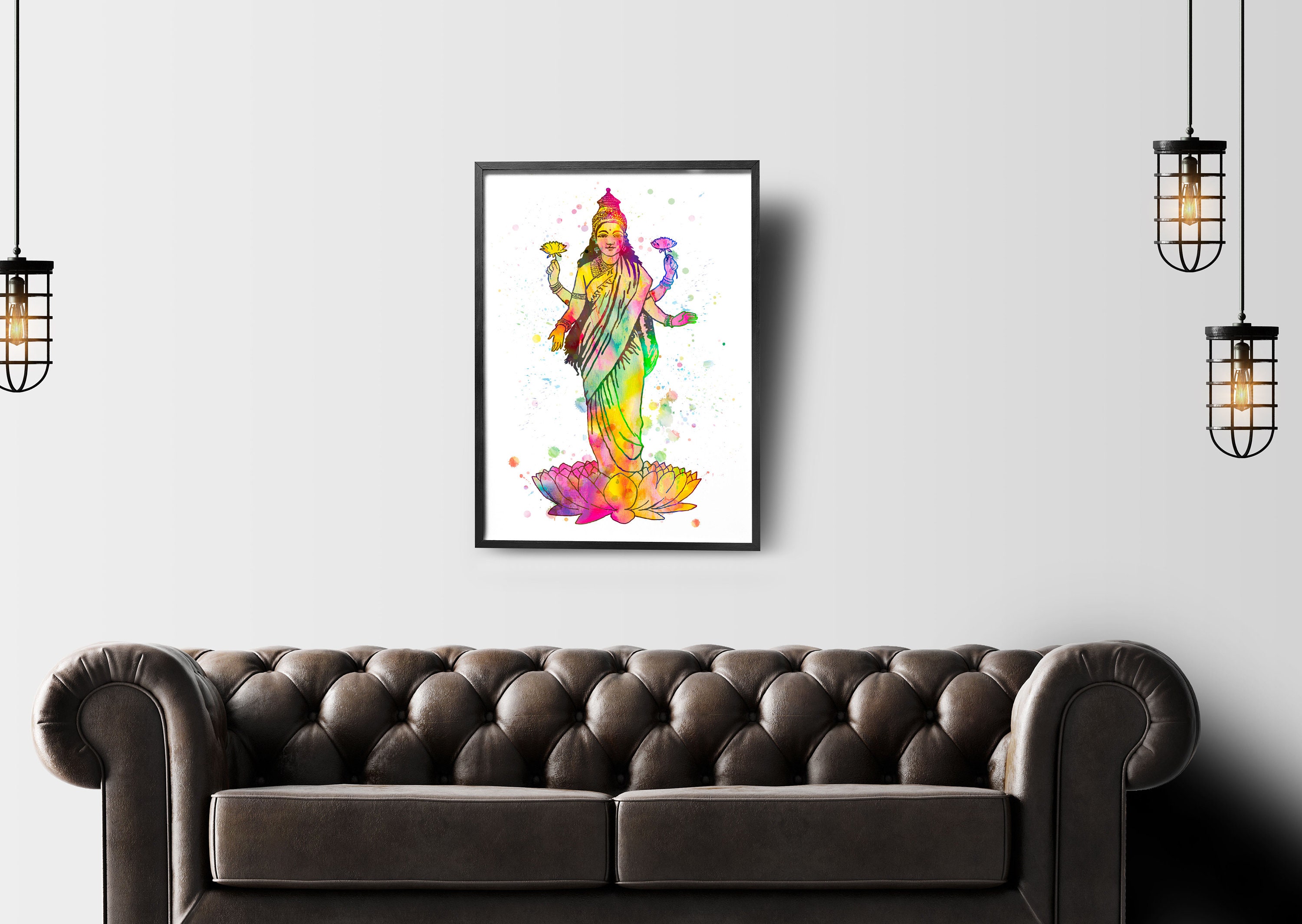 Lakshmi Print Lakshmi Goddess Painting Lakshmi Poster Hindu | Etsy