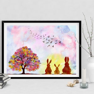 Jackrabbit Family Watercolor Print Jackrabbit Family - Etsy