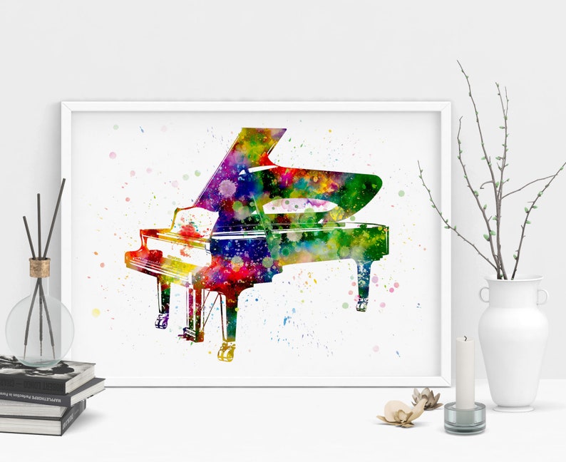 Piano Watercolor Art Print Music Instrument Poster Musician | Etsy