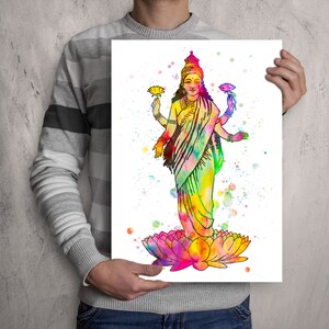 Lakshmi Print, Lakshmi Goddess Painting, Lakshmi Poster, Hindu Goddess ...