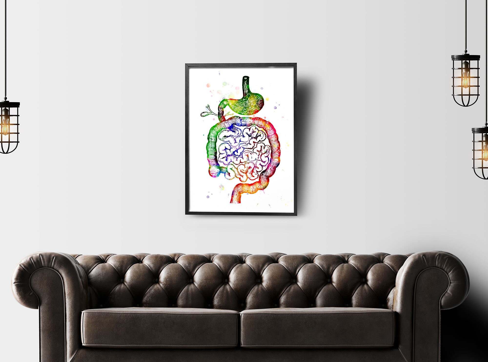 Intestine Watercolor Art Print Human Organs Anatomy Art | Etsy