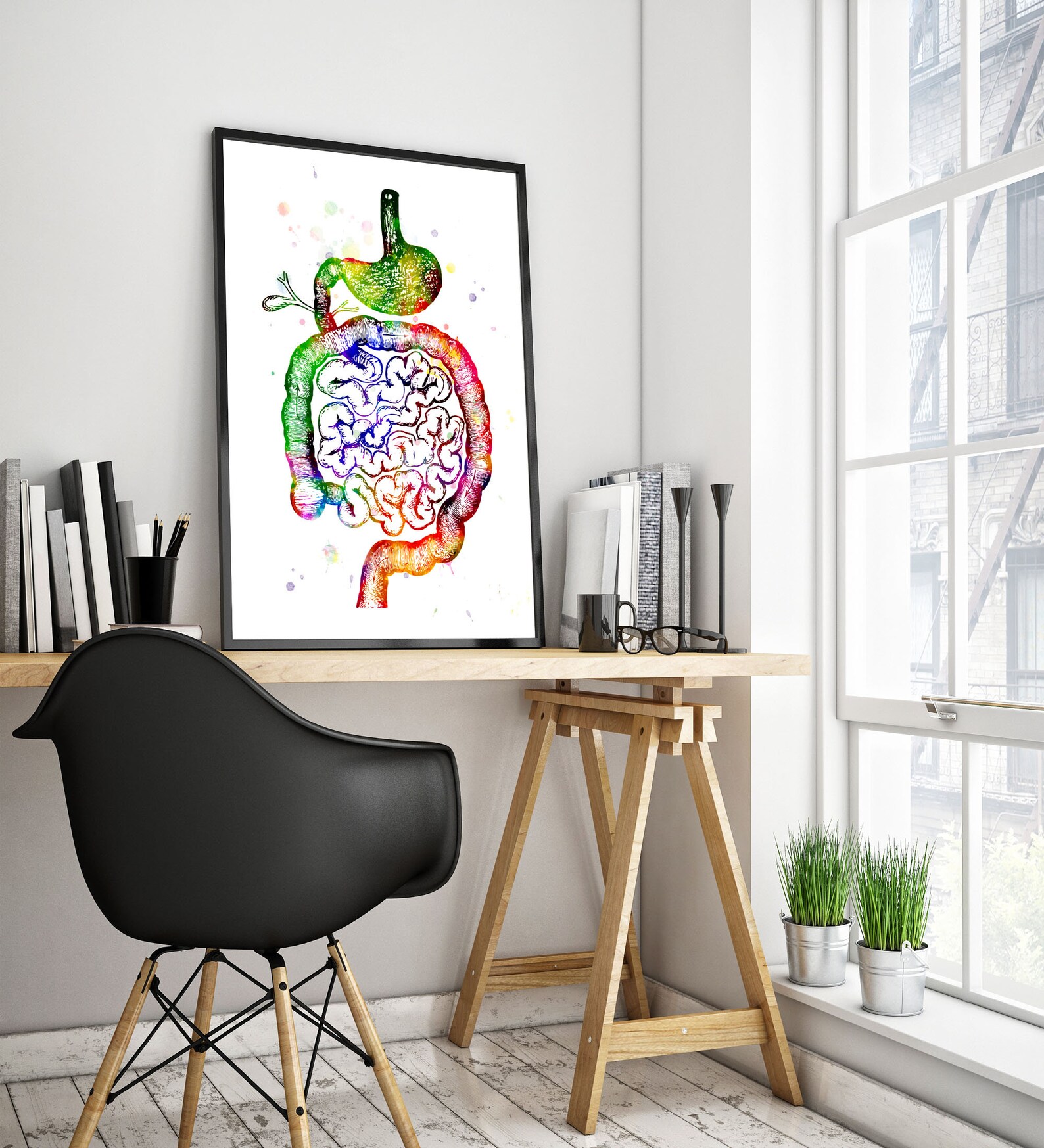 Intestine Watercolor Art Print Human Organs Anatomy Art | Etsy