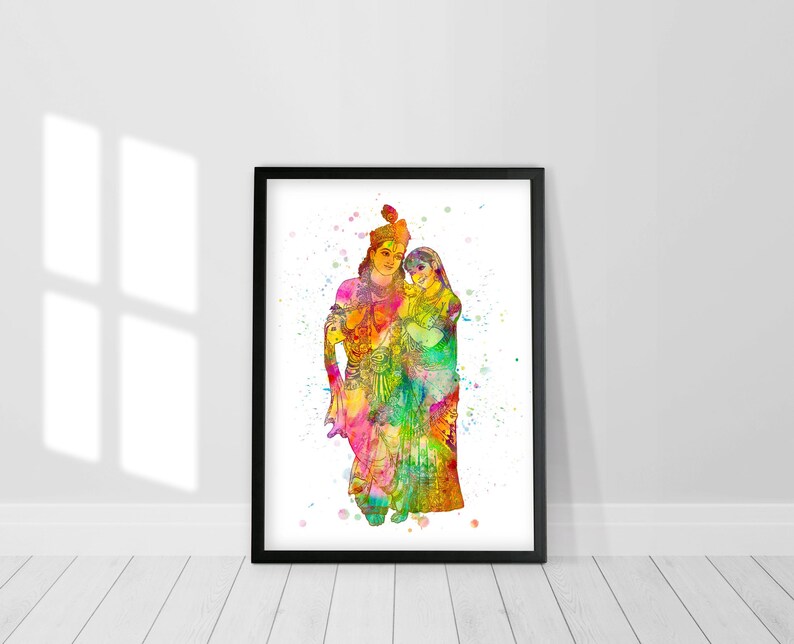 Radha Krishna Painting Radha Print Krishna Poster Hindu | Etsy