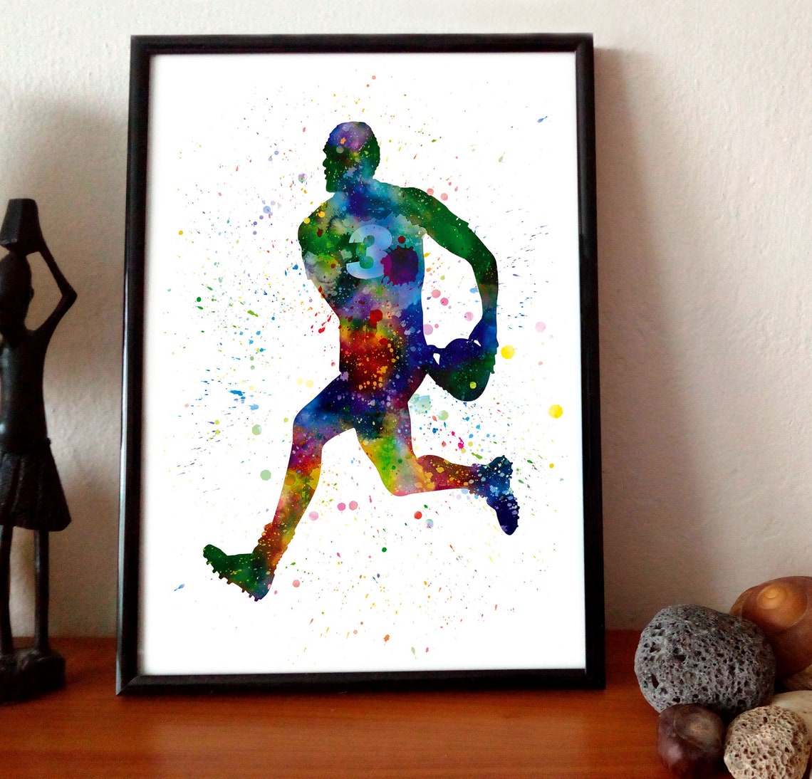 Rugby Player Print Watercolor Painting Sport Decor American | Etsy