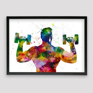 Dumbbell Workout Poster, Gym Poster Art Print, Home Gym Wall Art ...