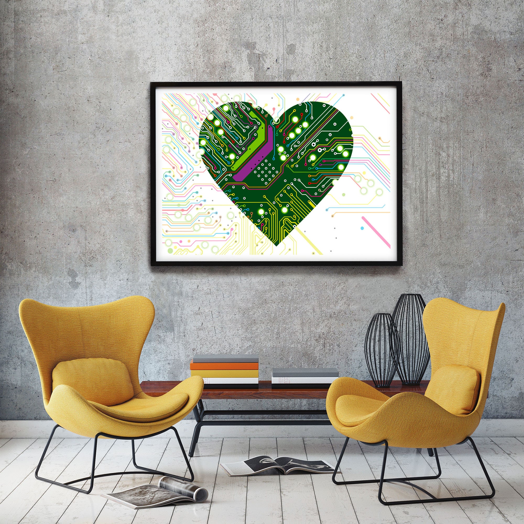 Circuit Board Heart Print Motherboard Art Computer Decor | Etsy