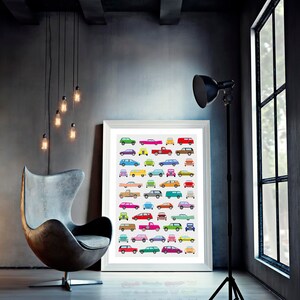 Cars Poster, Car Illustration, Kids Room Art, Car Print, Boys Room Wall ...