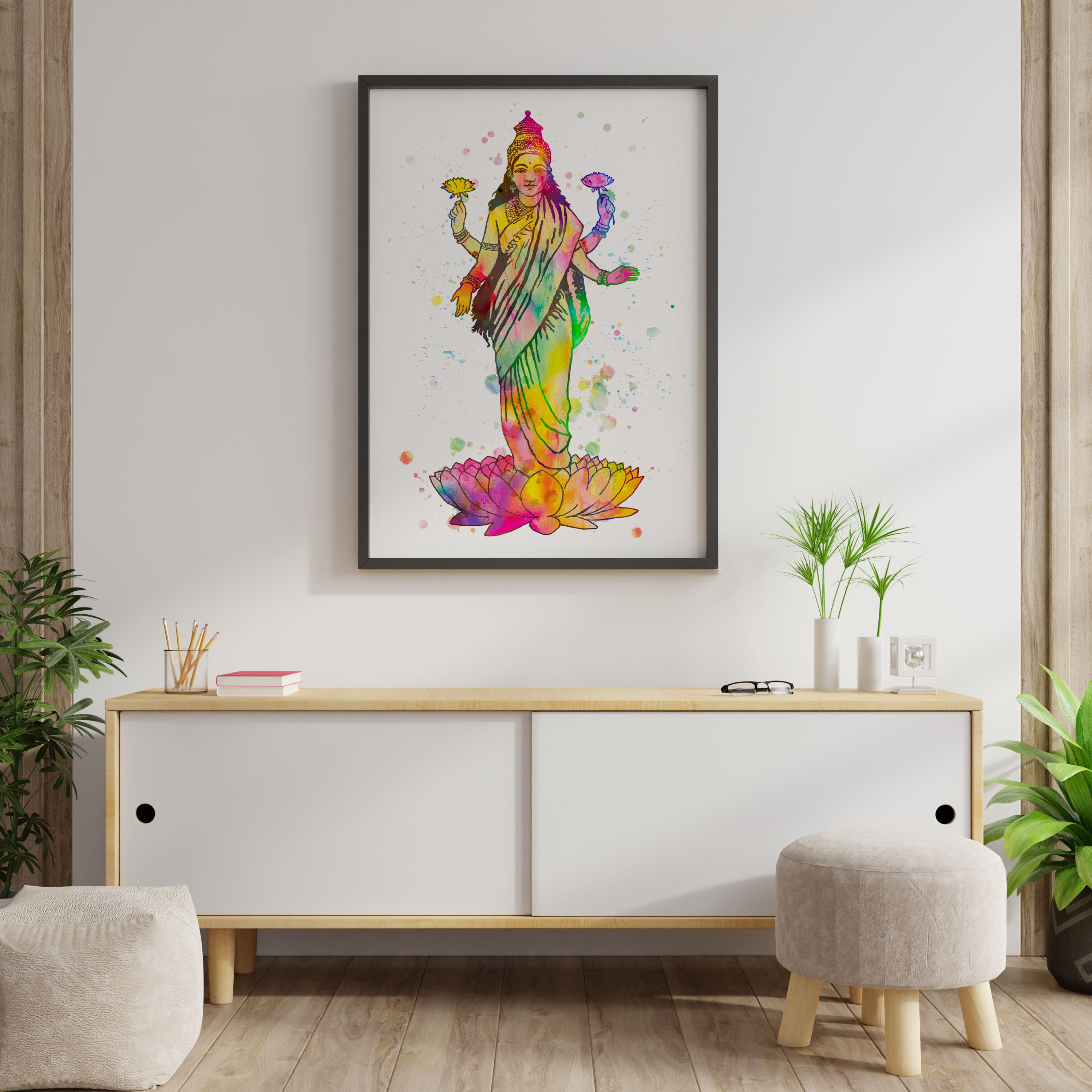 Lakshmi Print Lakshmi Goddess Painting Lakshmi Poster Hindu | Etsy