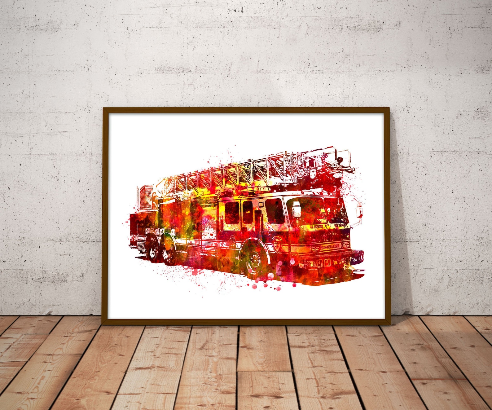 Firetruck Watercolor Print Fire Truck Painting Truck Print - Etsy