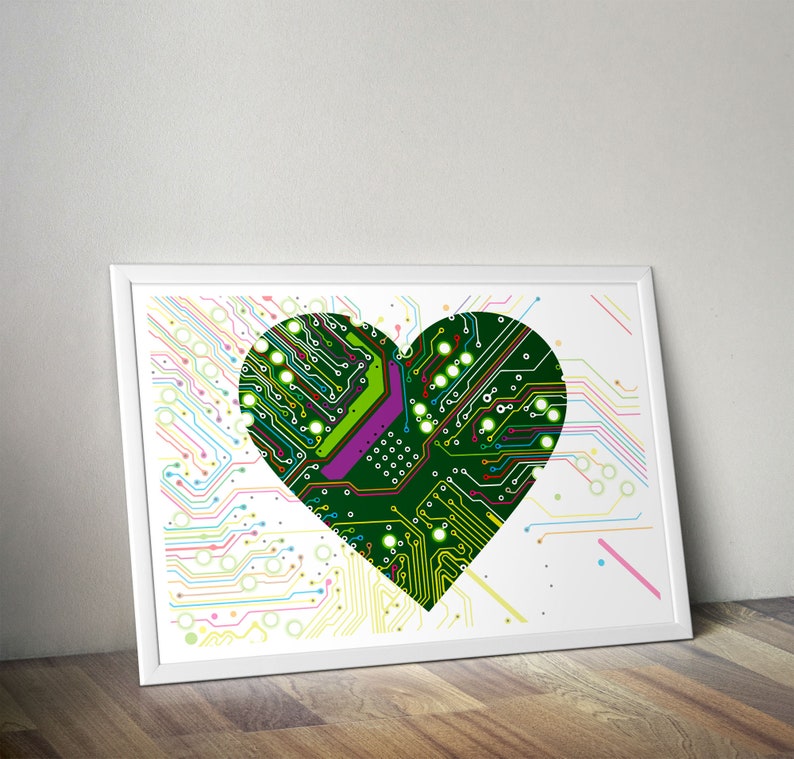 Circuit Board Heart Print Motherboard Art Computer Decor - Etsy