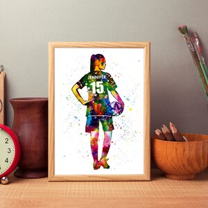 Personalized Girl Soccer Gifts, Football Girl Watercolor Print ...