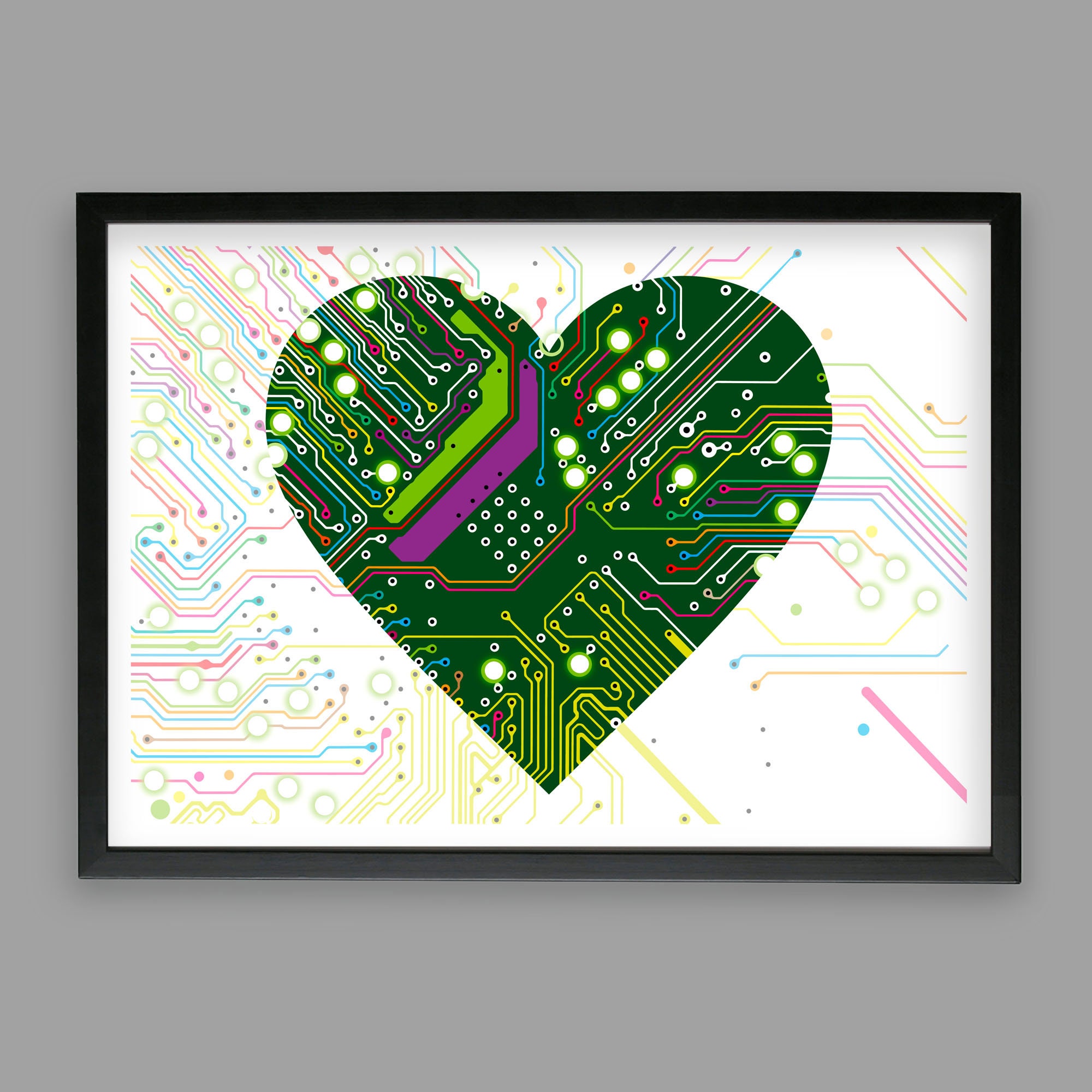 Circuit Board Heart Print Motherboard Art Computer Decor | Etsy
