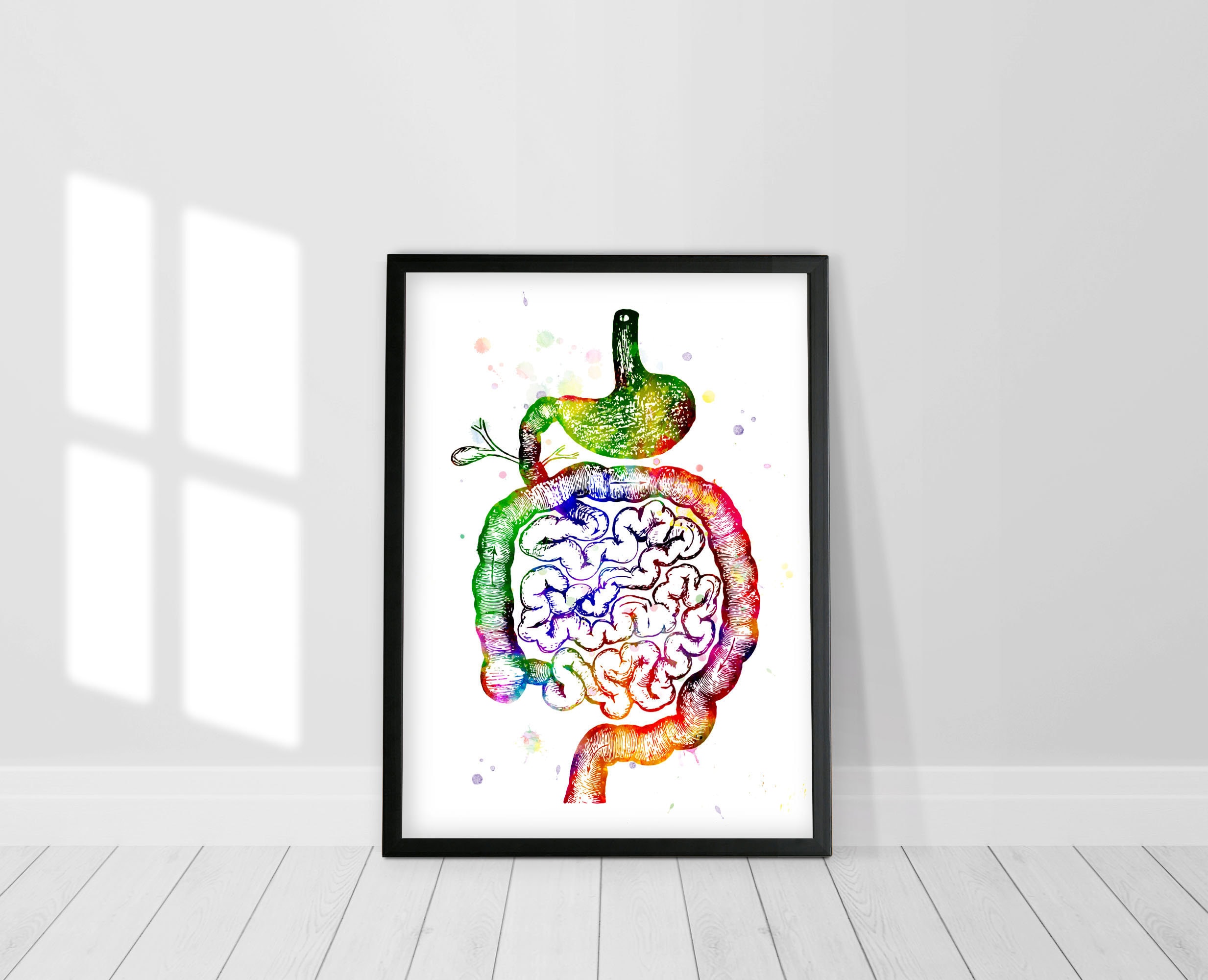 Intestine Watercolor Art Print Human organs Anatomy Art | Etsy