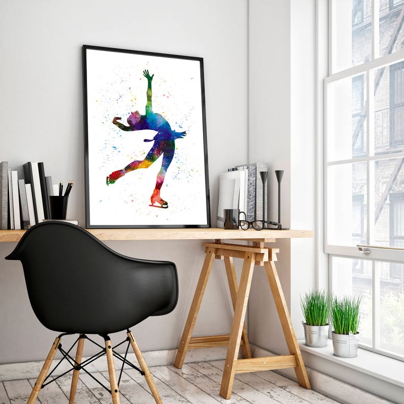 Figure Skating Print Ice Skating Poster Watercolor Art - Etsy