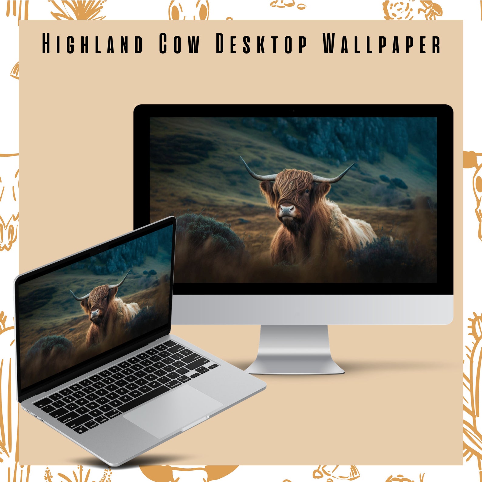 Serene Highland Cattle Desktop Wallpaper - Trendy and Refreshing Nature ...