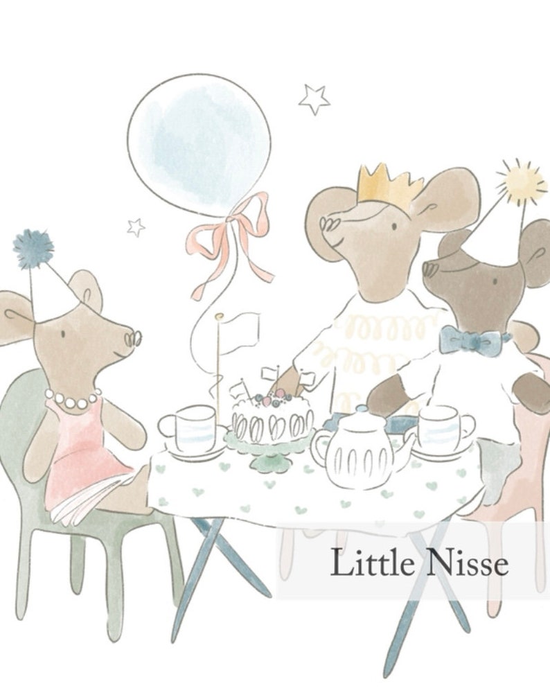 Mice Thank You Sticker Template Cute Girls Birthday Instant Download - Etsy