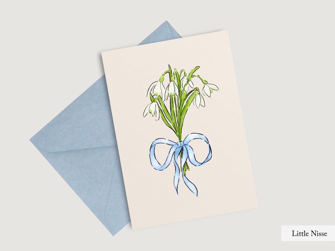 Printable Snowdrop Posy A6 - Instant Download Greeting Card - Etsy