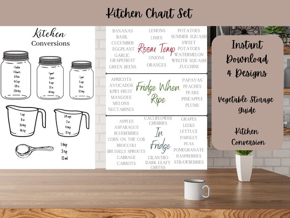 Printable Kitchen Chart Set printable Kitchen Conversion - Etsy
