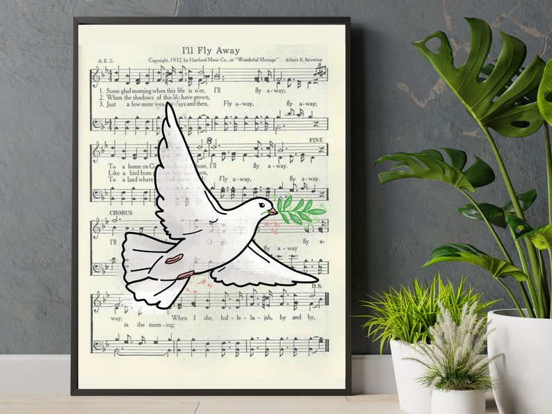 Printable Hymn Wall Art I'll Fly Away Wedding Gift Housewarming Gift ...