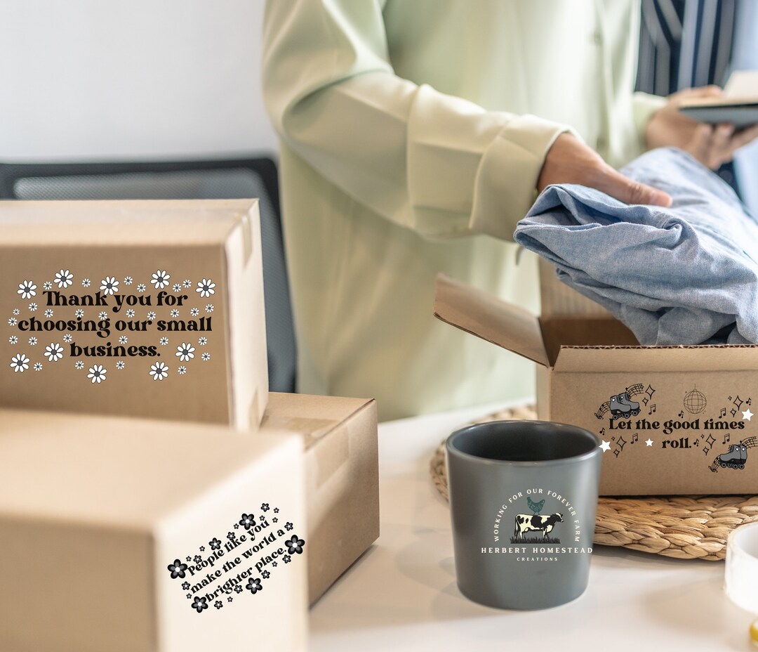 Retro Themed Small Business Packaging Label Thermal Labels PNG Bundle ...