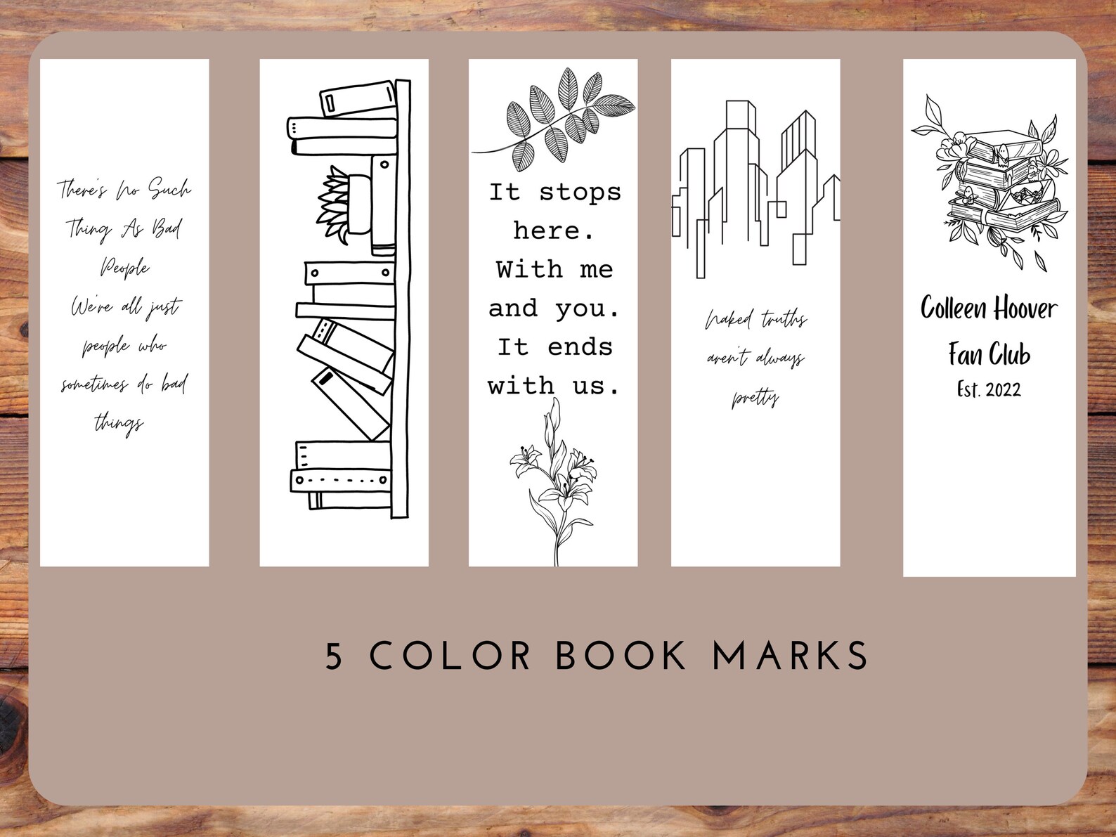 Coho Themed Printable Bookmarks Book Quotes It Ends With Us Book Lover ...