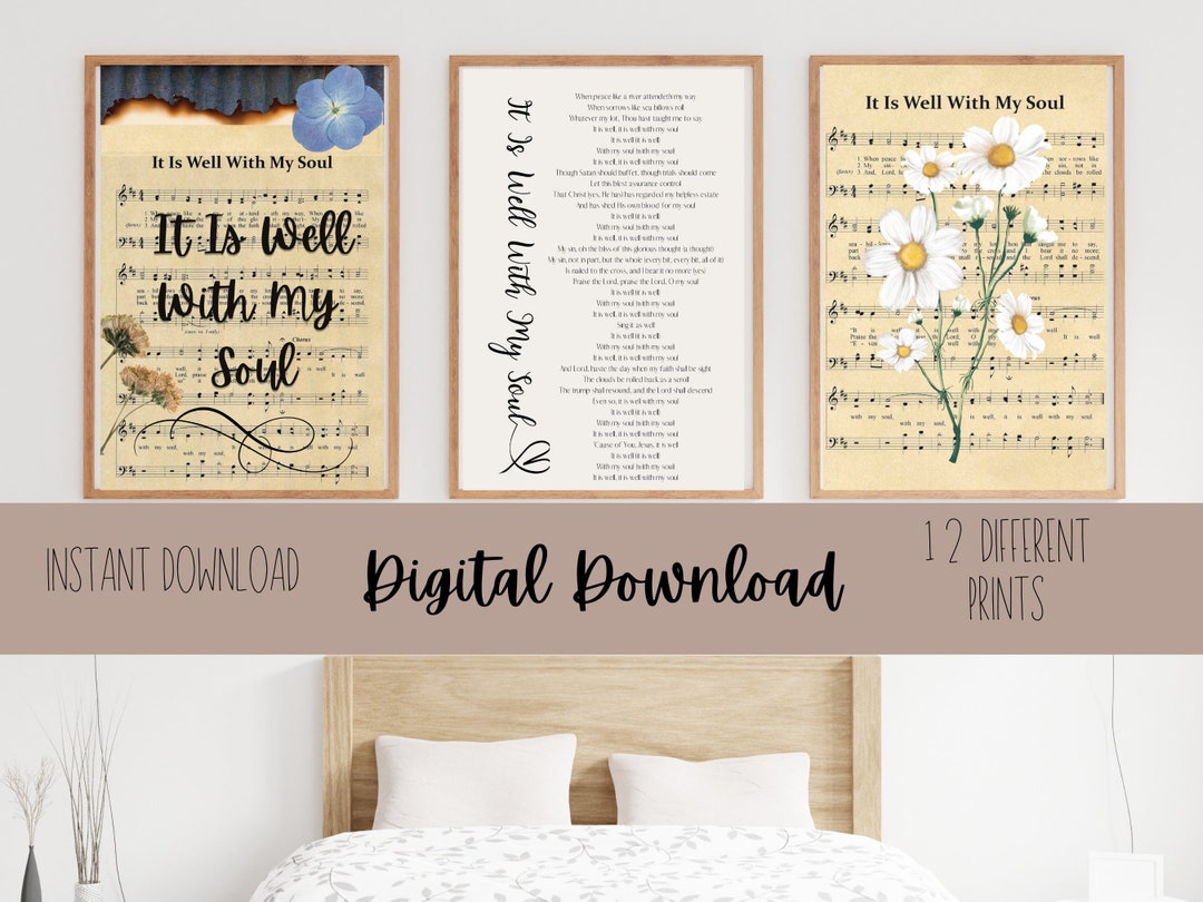 Printable Hymn Wall Art Set It is Well With My Soul Wedding Gift ...