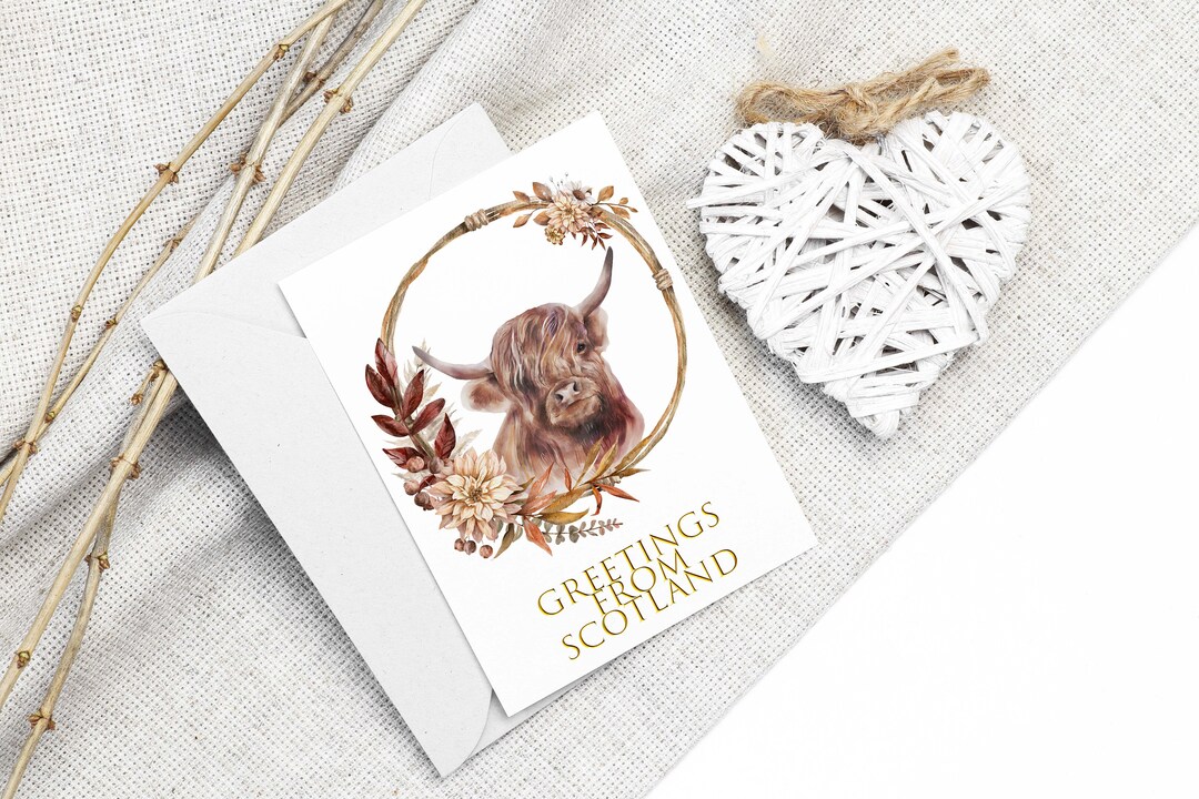 Highland Cow Greeting Card A6 Format With White Envelopes - Etsy