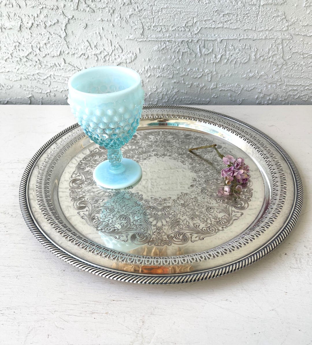 Vintage Round Silverplate Tray - Elegant Silver Serving Tray - Round ...