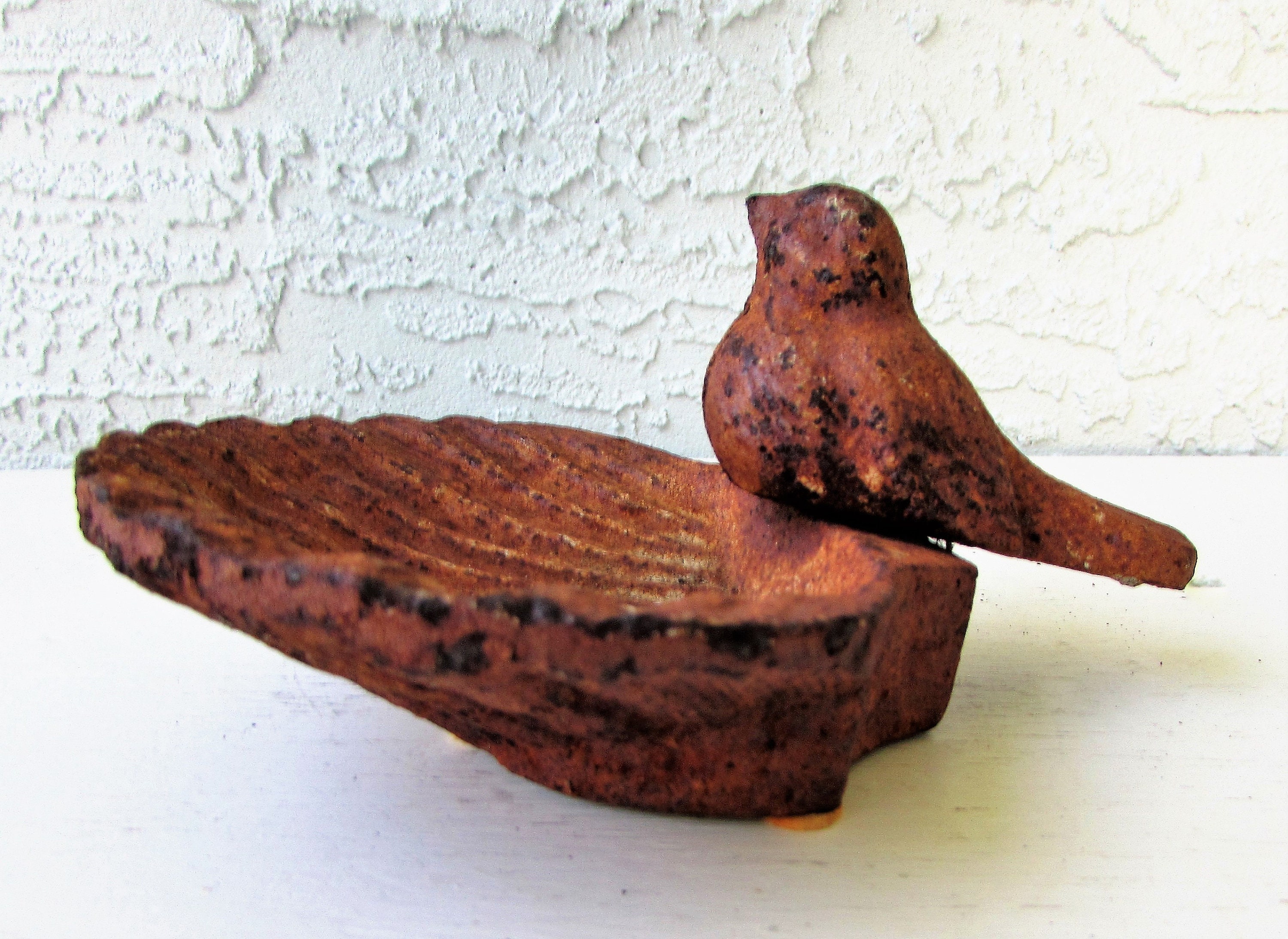 Vintage Cast Iron Bird Heavy Cast Iron Bird on a Shell | Etsy