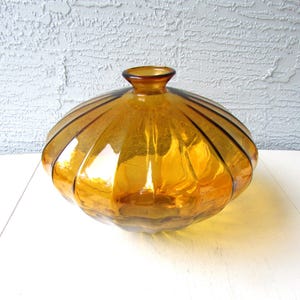 Vintage Amber Glass Large Vase - Extra Large Fluted Glass Vase ...
