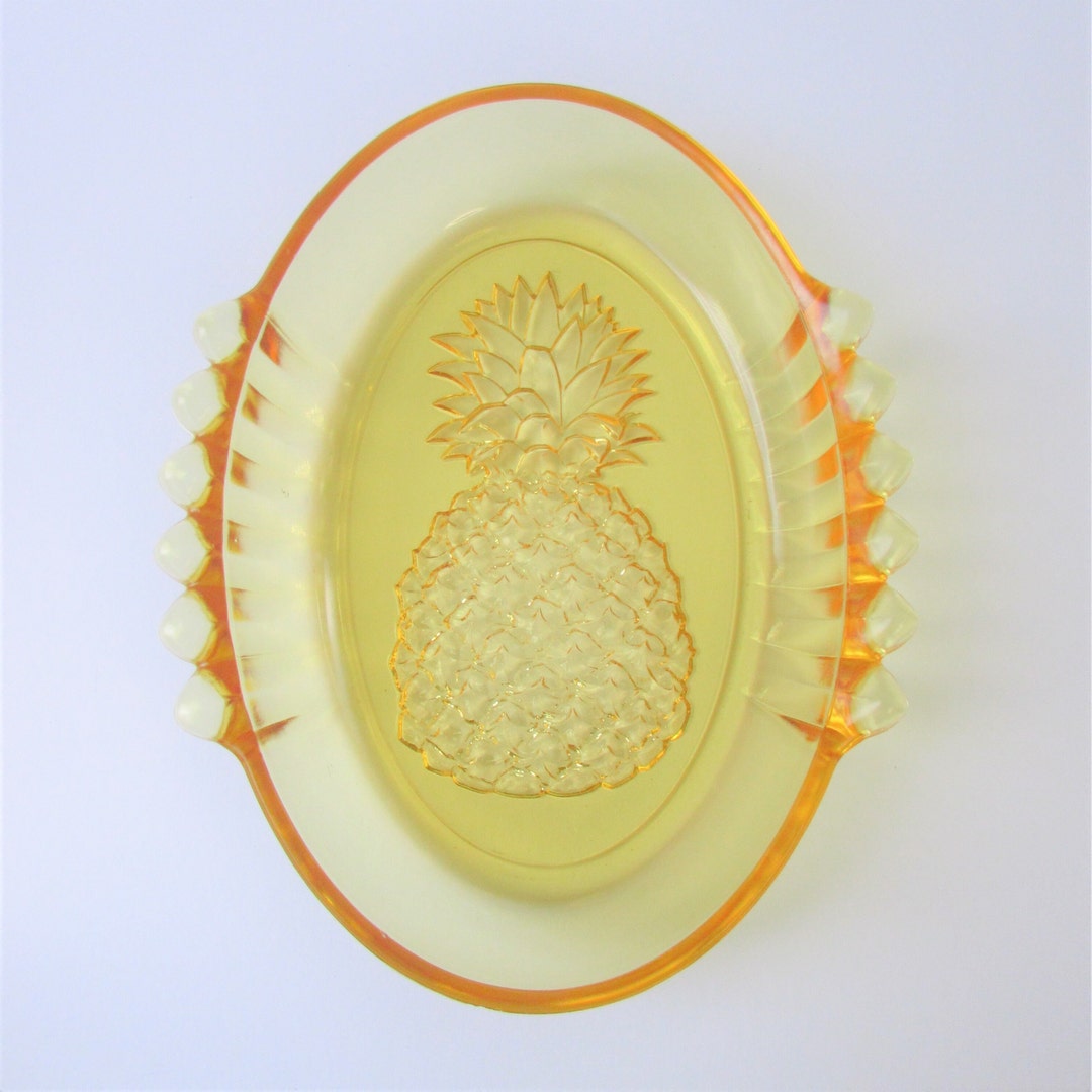 Vintage Indiana Glass Pineapple Serving Dish - Yellow Mist Tiara - Etsy