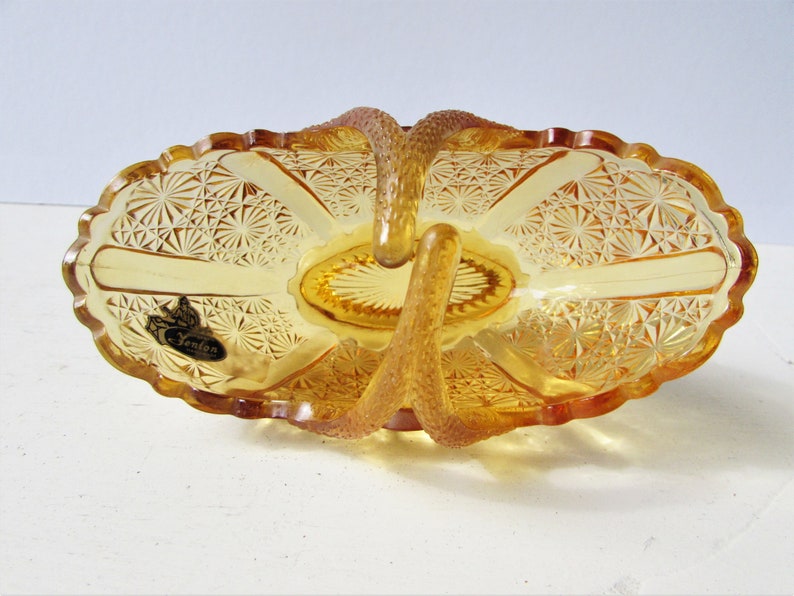 Vintage Fenton Glass Basket - Amber Glass With Split Handle - Daisy and ...