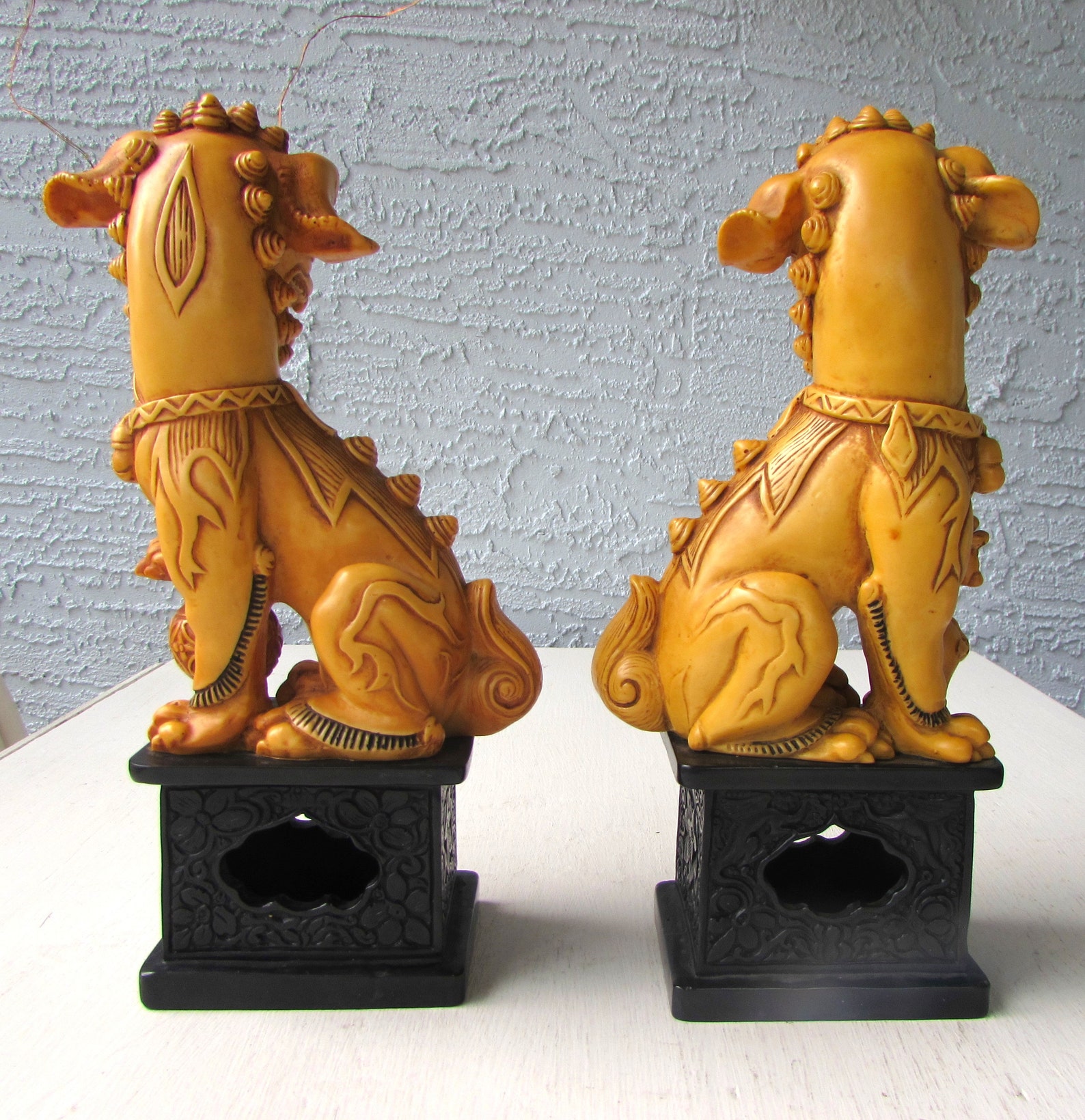 Vintage Carved Resin Foo Dog Bookends: Guardian Shi Shi Lions - Etsy