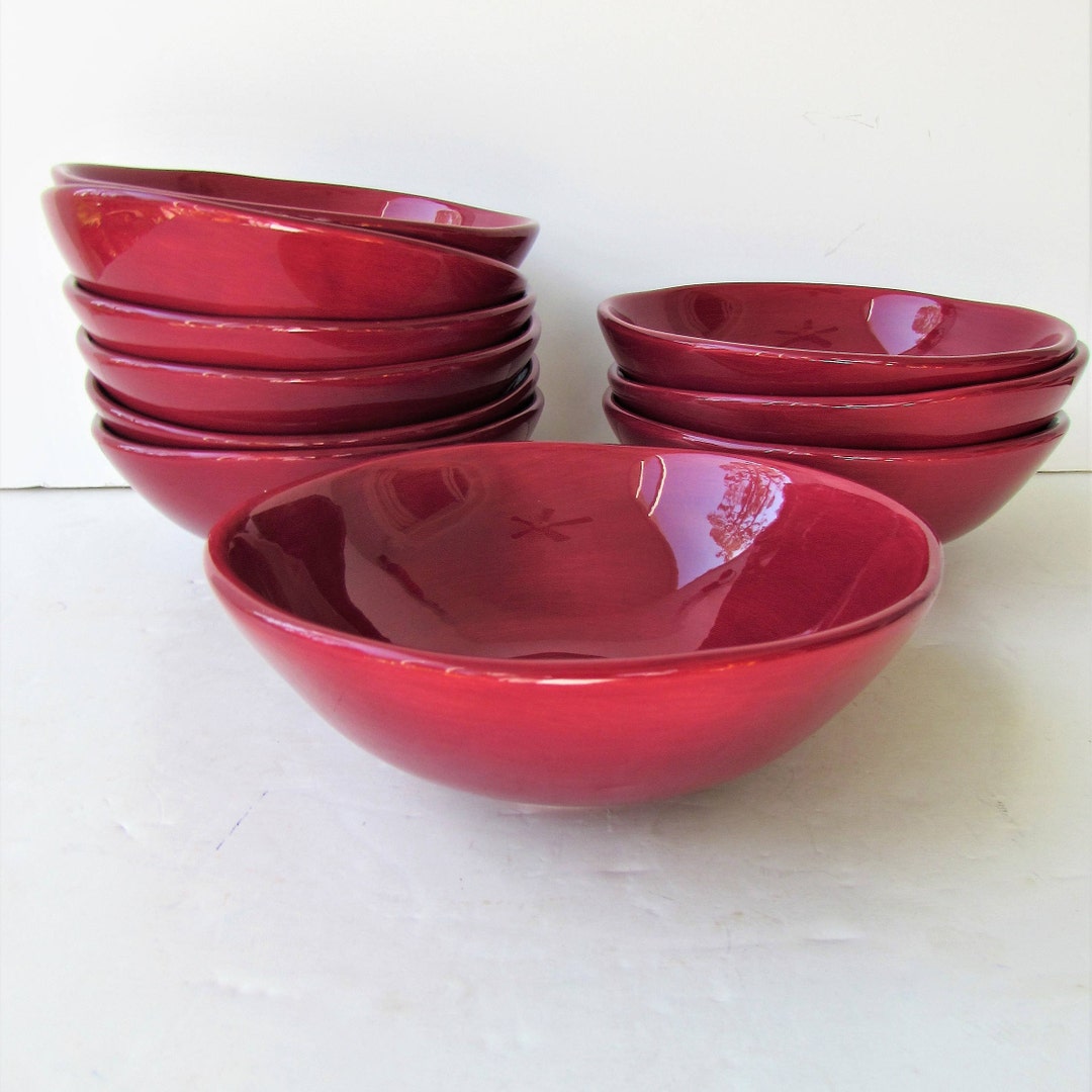 Ceramic Napoli Red Salad Bowls - Ten - Deep Red Bowls - Table Top ...