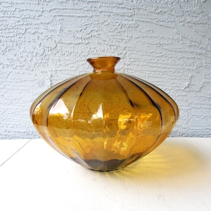Vintage Amber Glass Large Vase - Extra Large Fluted Glass Vase ...