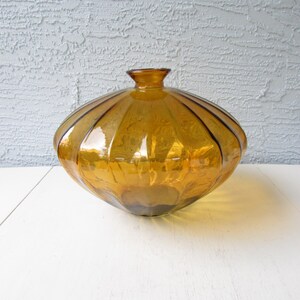 Vintage Amber Glass Large Vase - Extra Large Fluted Glass Vase ...