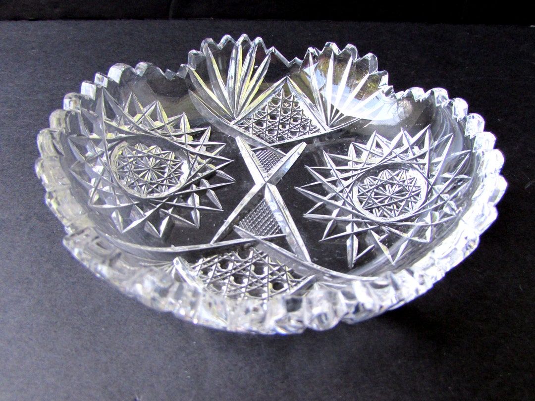 Antique Cut Crystal Bon Bon Dish ABC Glass Candy Dish - Etsy