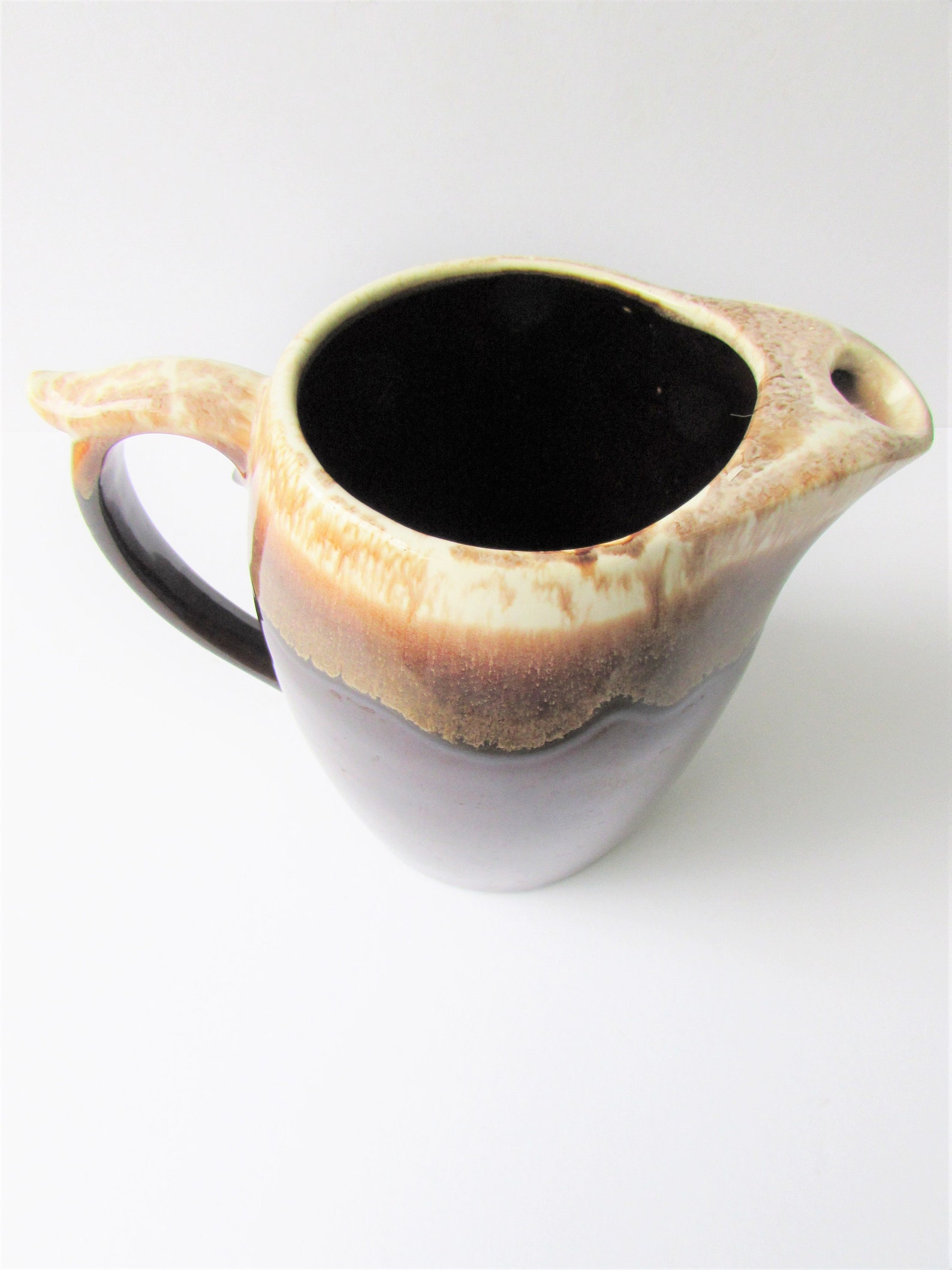 Vintage Mccoy Pottery Pitcher Brown and White Drip Glaze - Etsy
