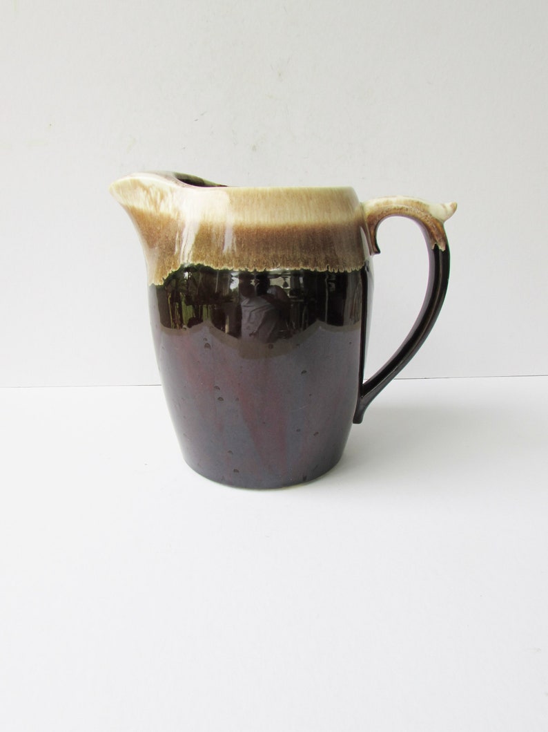 Vintage Mccoy Pottery Pitcher Brown and White Drip Glaze | Etsy