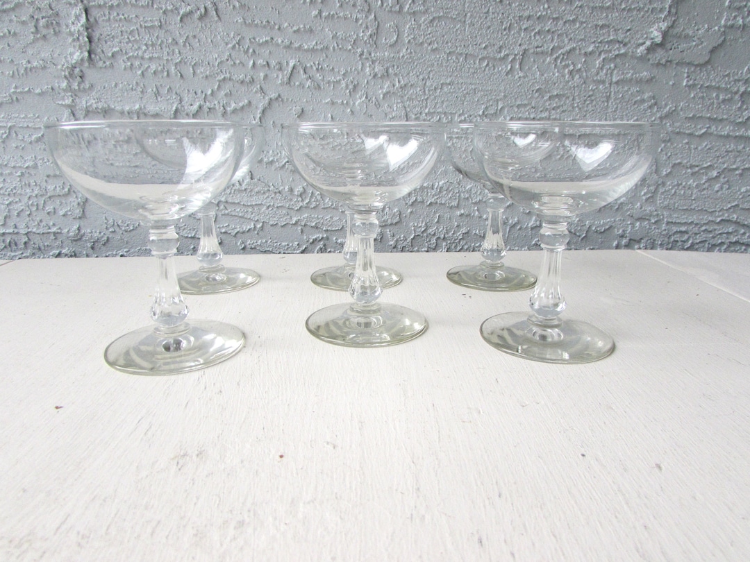 6 Vintage Coupe Champagne Glass Fluted With Ball Stem Set - Etsy