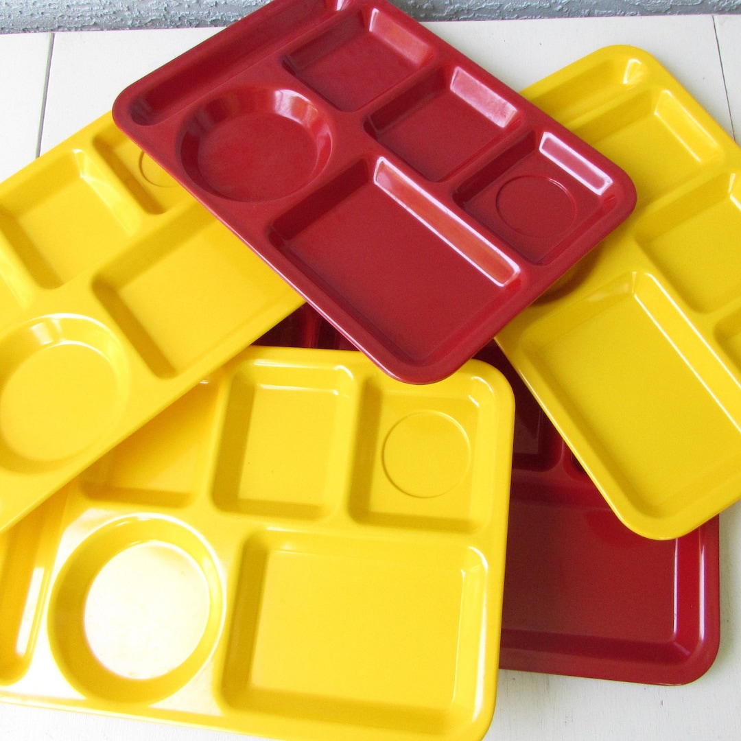 Vintage Texas Ware Cafeteria Trays Divided Lunch Trays bright Yellow ...