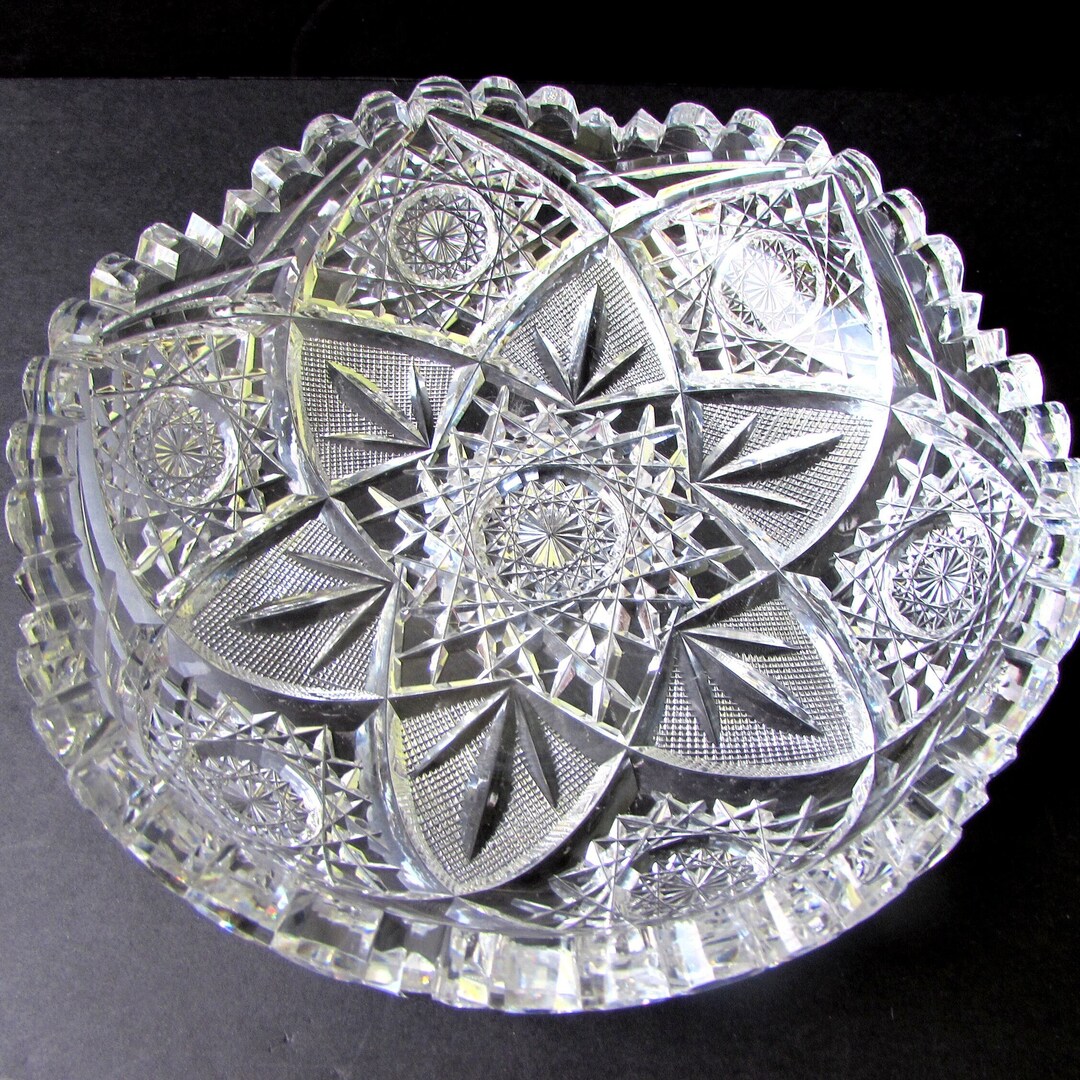 Antique Cut Crystal Candy Dish - ABC Glass Bon Bon Dish - Heavy Cut ...